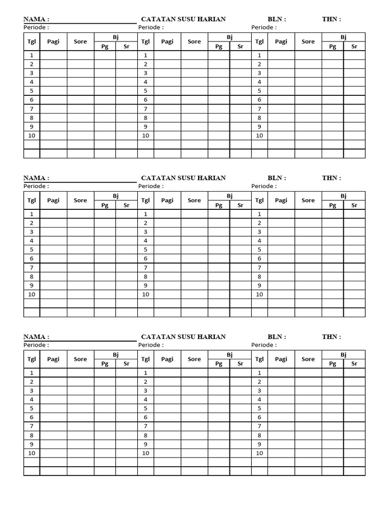 Catatan Susu Harian | PDF