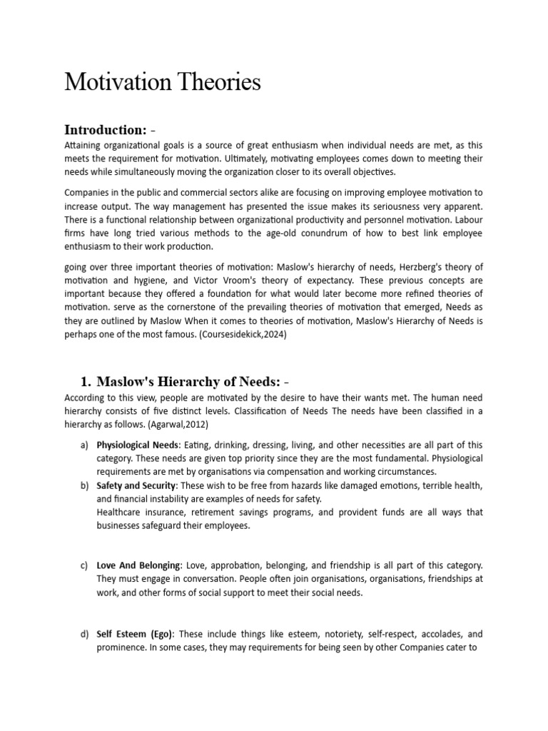 Motivation Theories | PDF | Motivational | Motivation