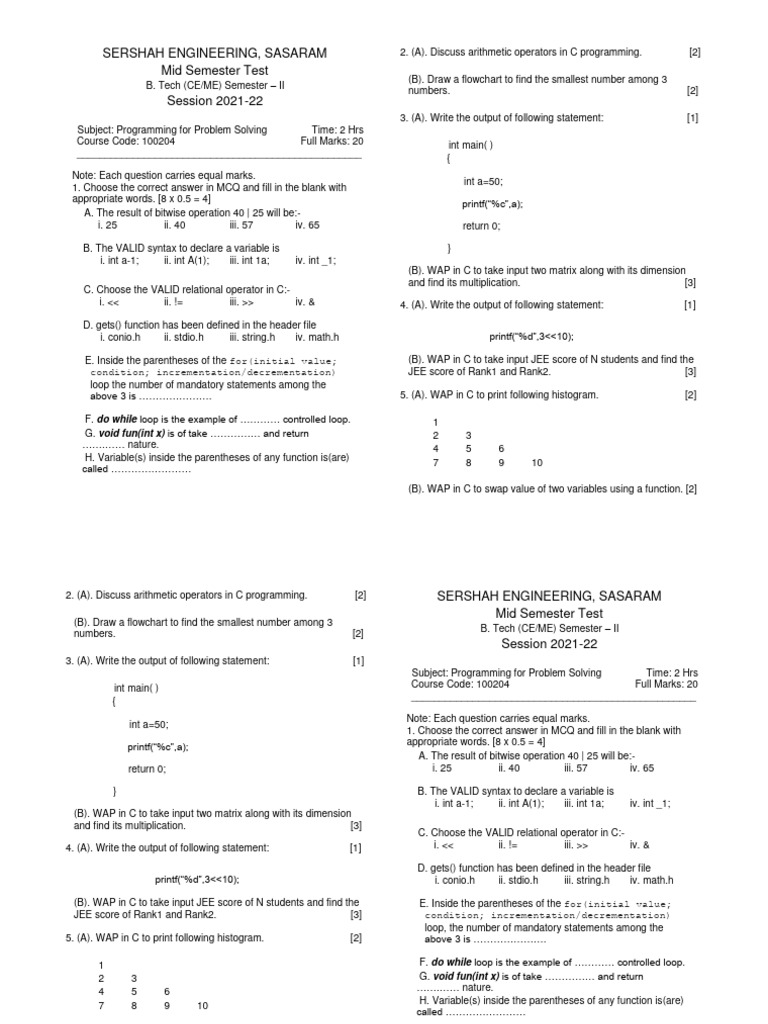 PPS 100204 CE N ME Sem 2 Session 2021-22 | PDF | Software Development | Computer Engineering
