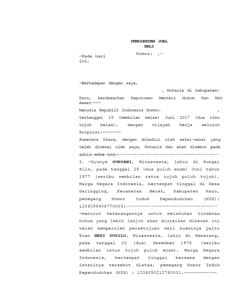 Contoh Akte PJB Selaku Yayasan | PDF