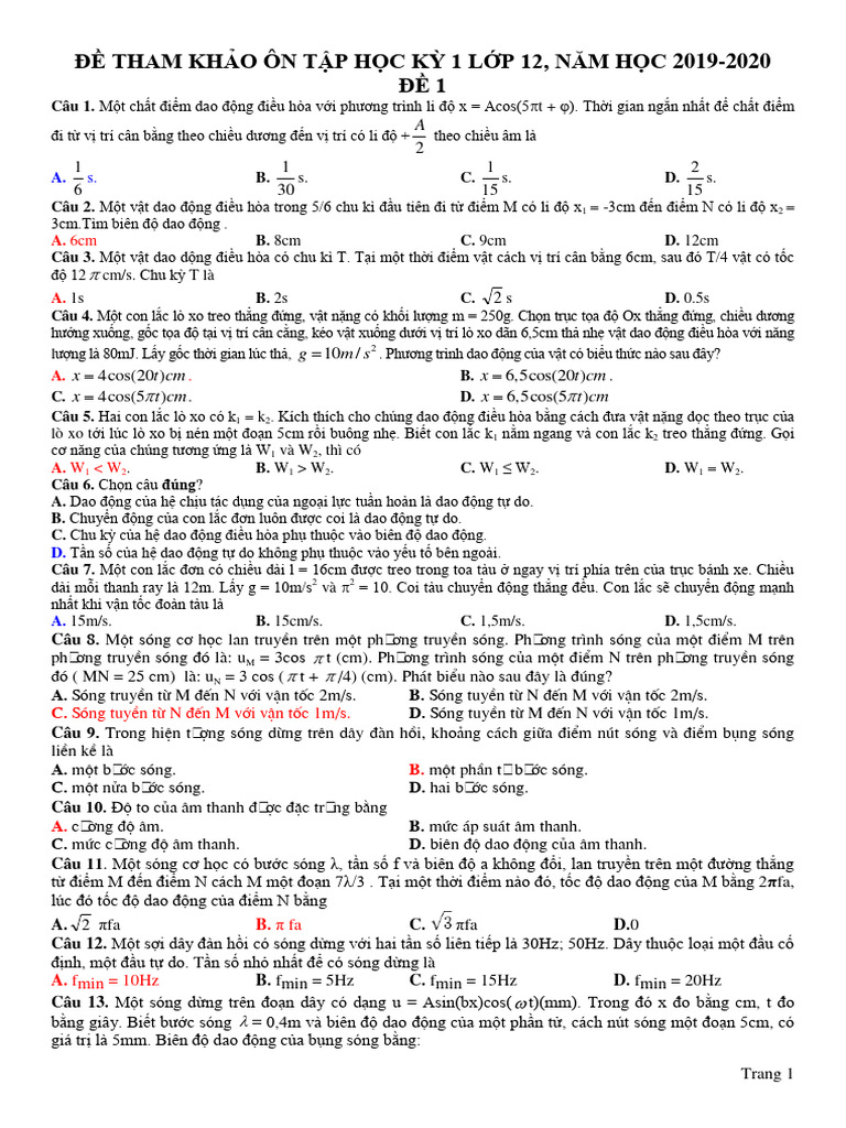 Ontap hk1 1920 Ly12 | PDF