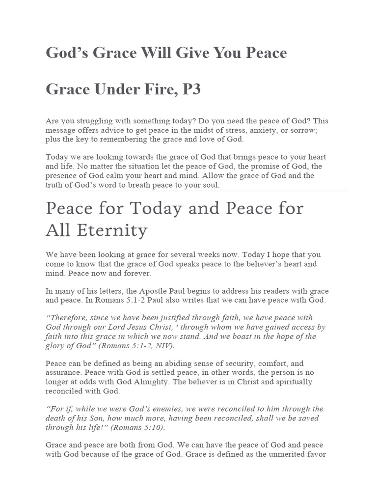Finding Peace Through God's Grace | PDF | Abraham | Grace In Christianity