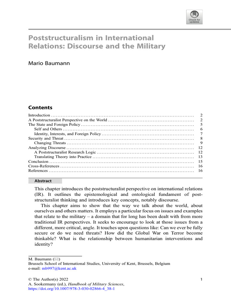 Poststructuralism in International Relations - Discourse and The Military | PDF | Positivism ...