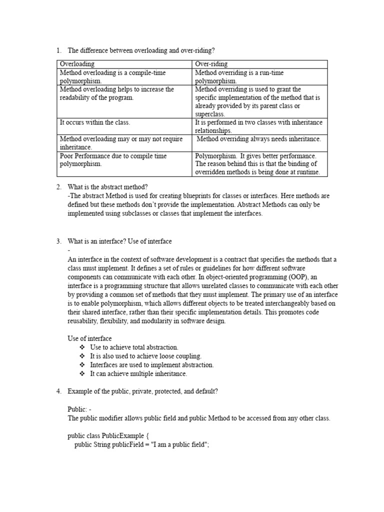 The Difference Between Overloading and Over | PDF | Method (Computer Programming) | Inheritance ...
