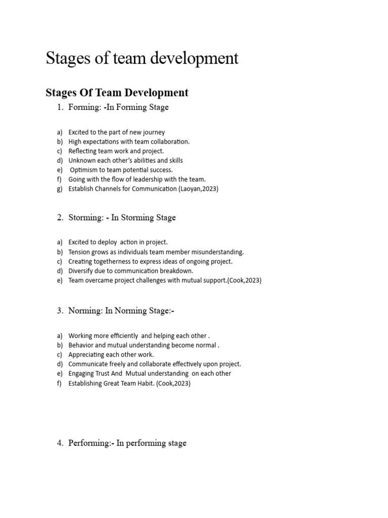 Stages of Team Development | PDF | Behavioural Sciences | Organizational Behavior