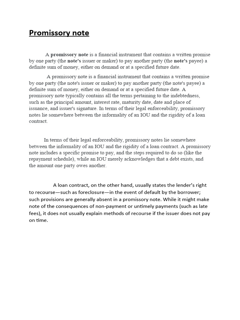 4 - Promissory Note | PDF | Promissory Note | Loans