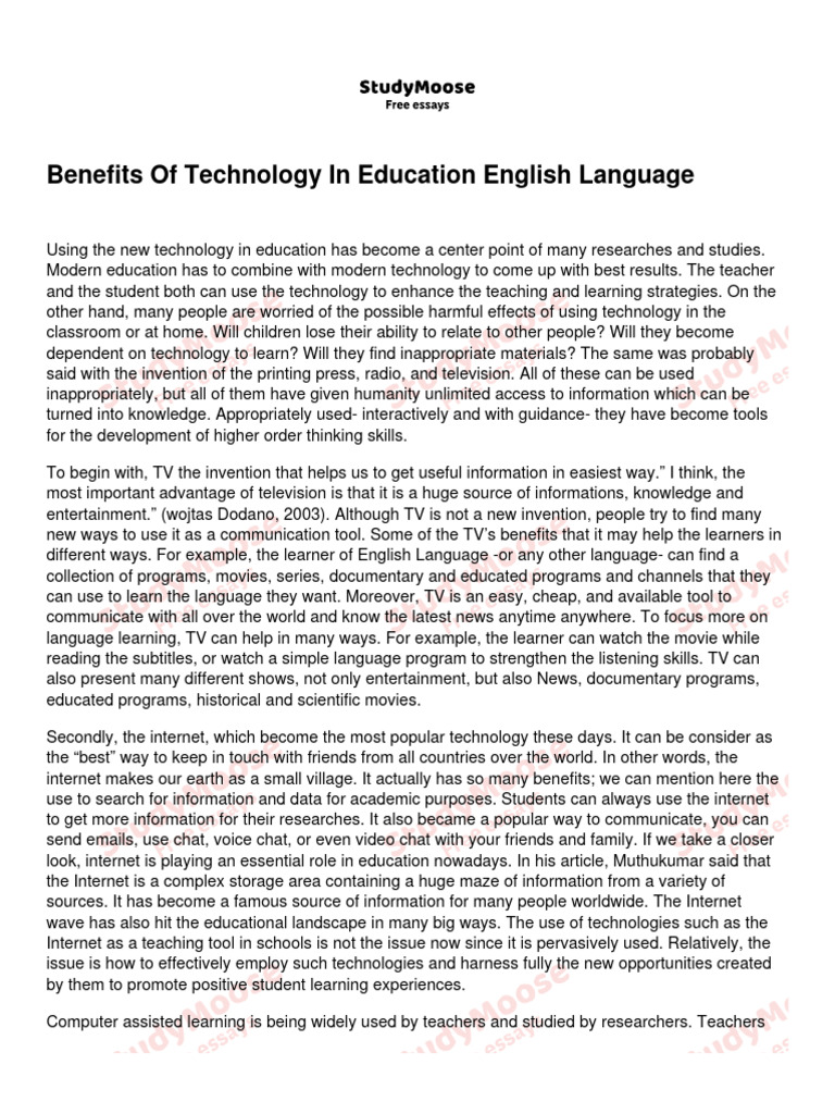 Benefits of Technology in Education English Language | PDF | Mobile ...