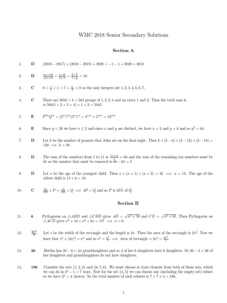 Senior Secondary 2018 | PDF | Mathematical Analysis | Mathematical Objects