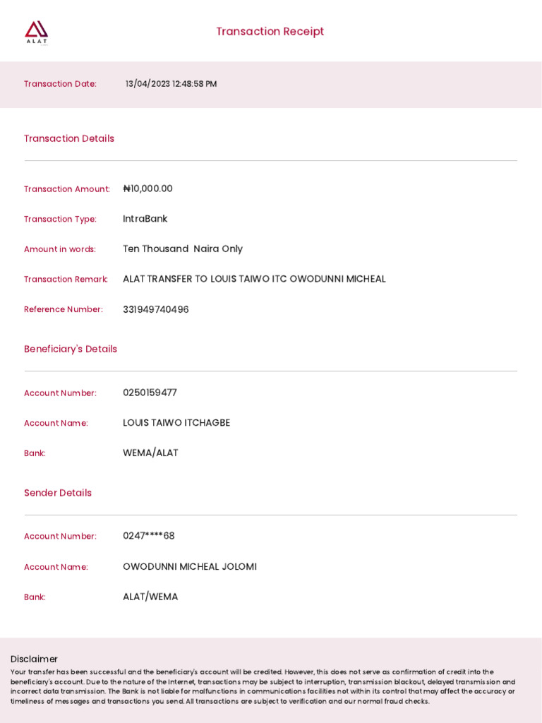 Transaction Receipt | PDF