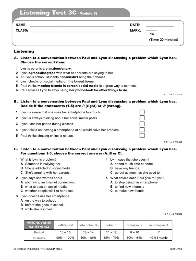 RO3 Listening Test 3C Mod 3 | PDF | Social Media | Popular Culture ...