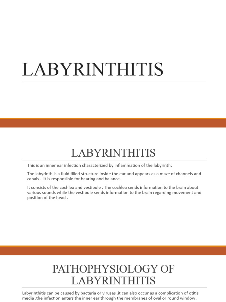 Labyrinthitis | PDF | Vertigo | Ear