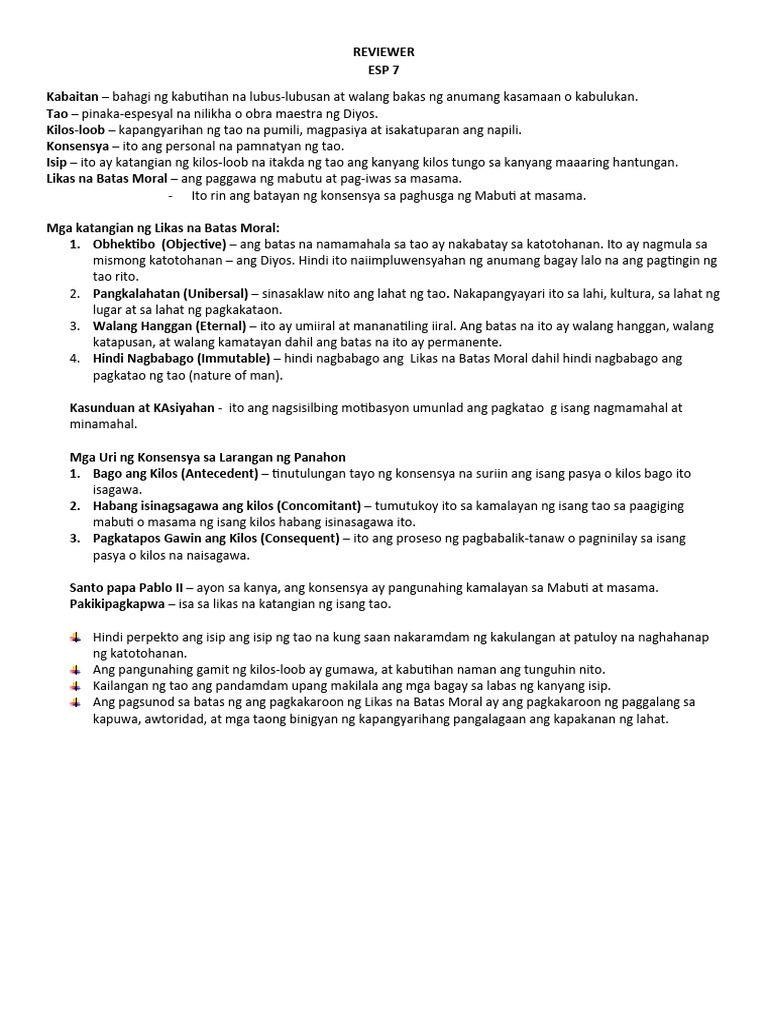 REVIEWER2nd Quarter Grade 7 Esp | PDF