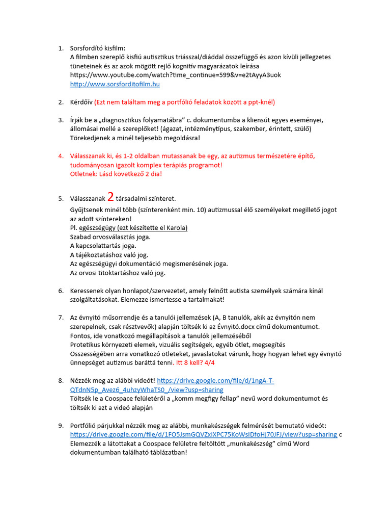Autizmus Feladatok | PDF