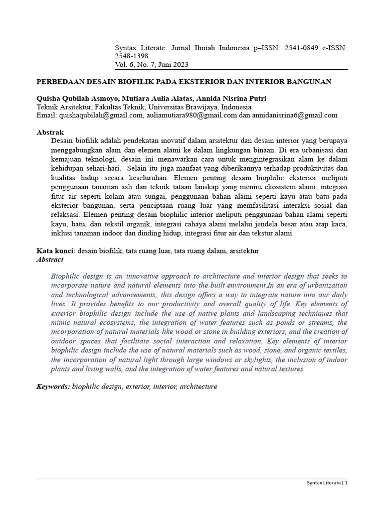 Perbedaan Desain Biofilik Pada Eksterior Dan Interior Bangunan | PDF | Seni