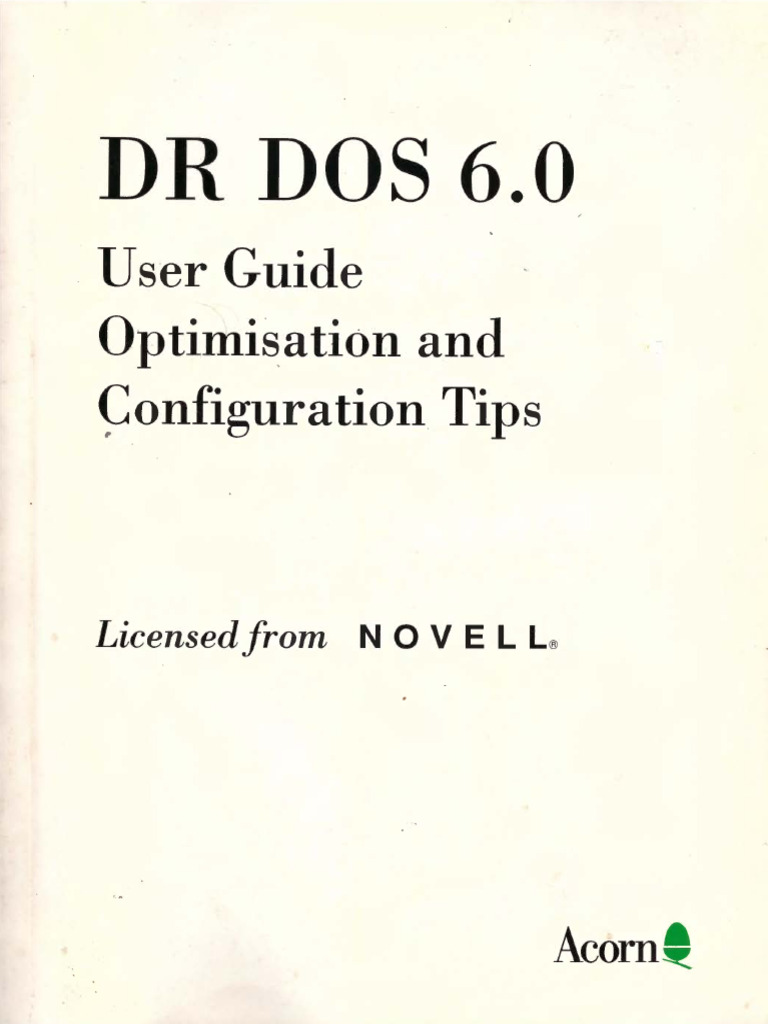 DR DOS 6.0 User Guide-Opt | PDF | Dos | Computer File