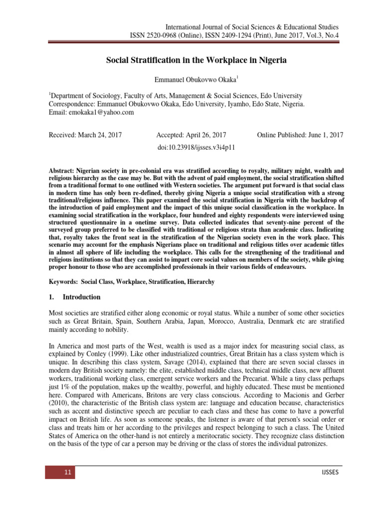Social Stratification in The Workplace I | PDF | Social Stratification ...