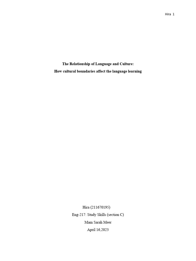 The Relationship of Language and Culture | PDF