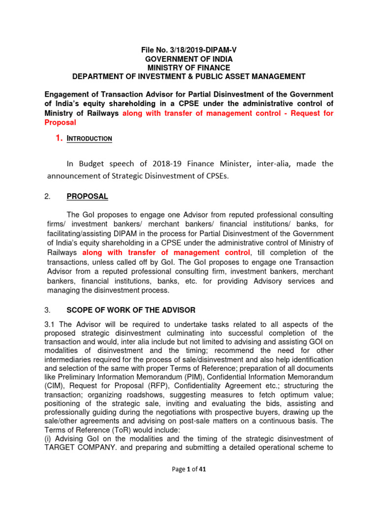 TA RFP For Railway Company | PDF | Breach Of Contract | Conflict Of ...