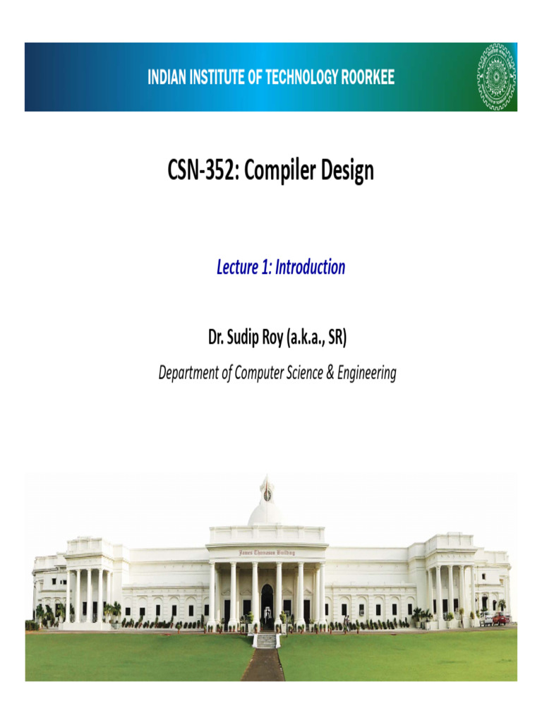 2024 CSN352 Lec 1 | PDF | Compiler | Programming Language
