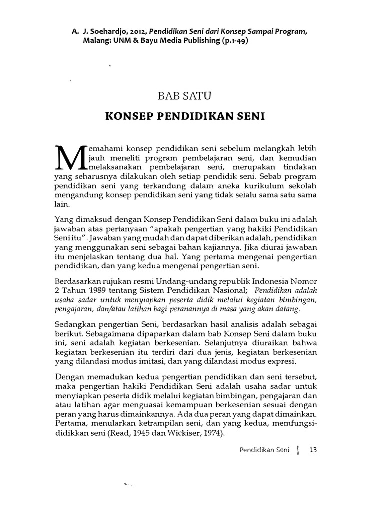 01 Pend Seni Konsep Sampai Program Soehardjo Bab1 Hal 1 49 | PDF