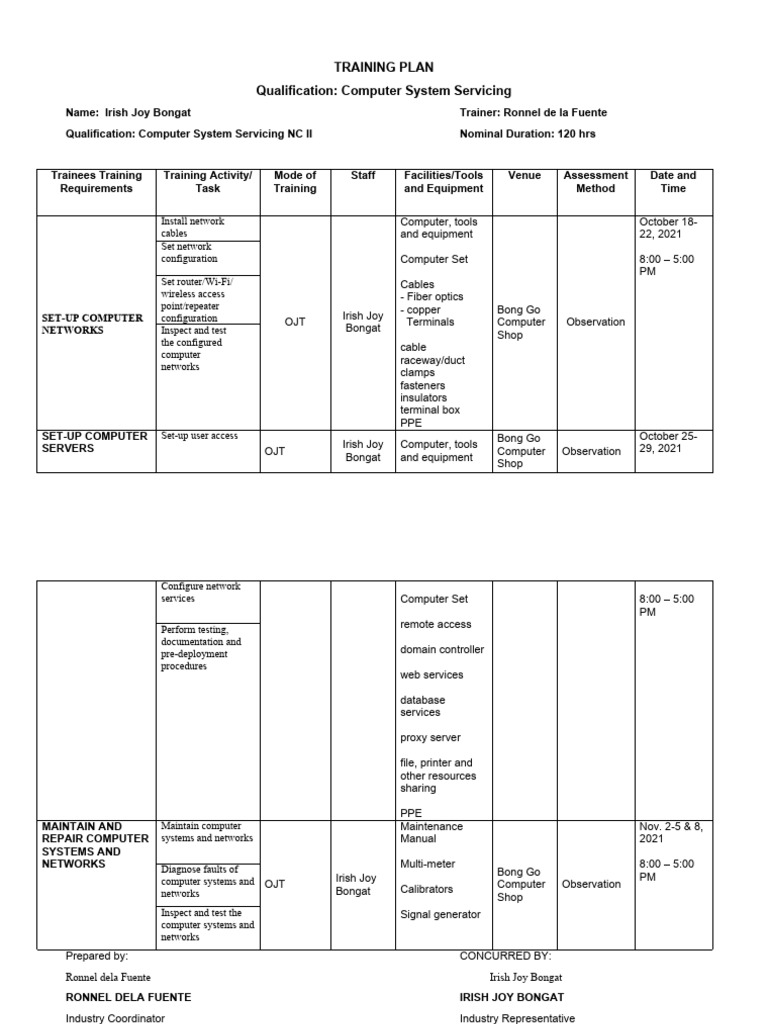 Del FUENTE-TRAINING PLAN | PDF