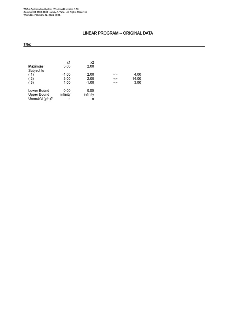 Linear Program - Original Data Linear Program - Original Data | PDF | Mathematical Optimization ...