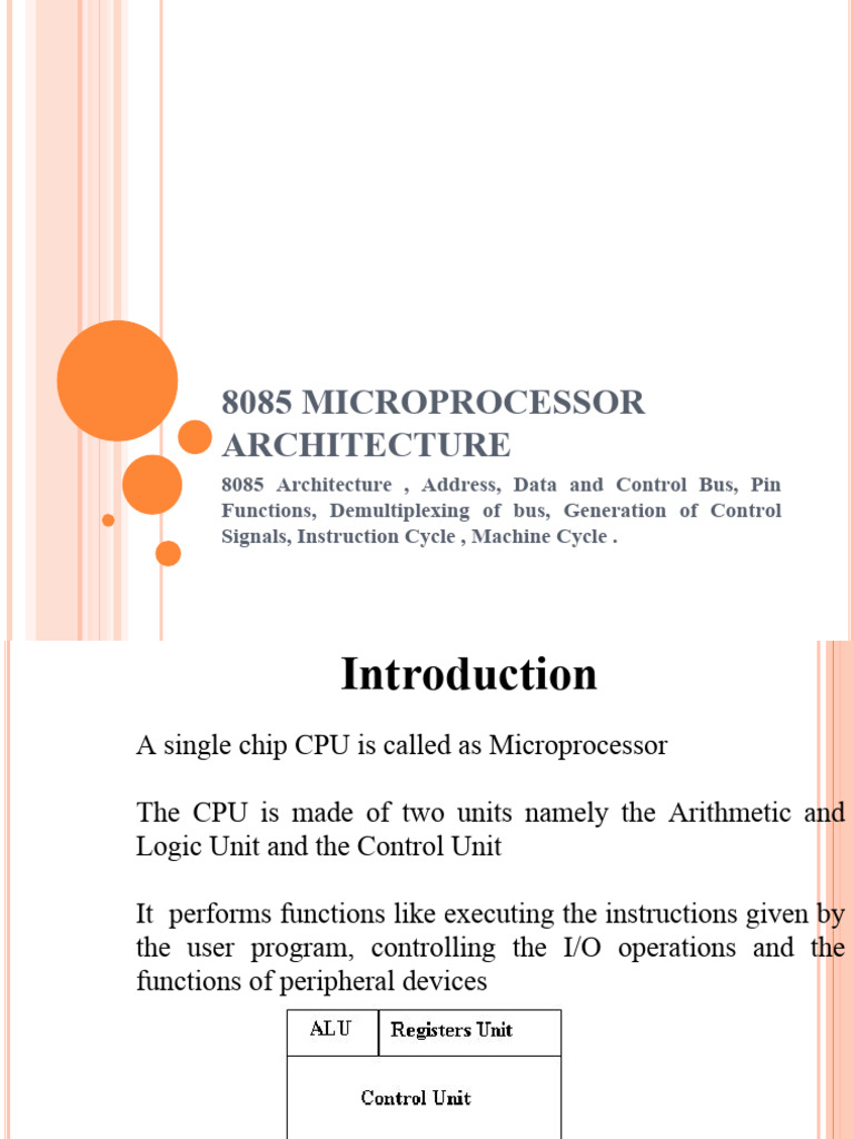 Architecture 8085 Pdf Central Processing Unit Input Output