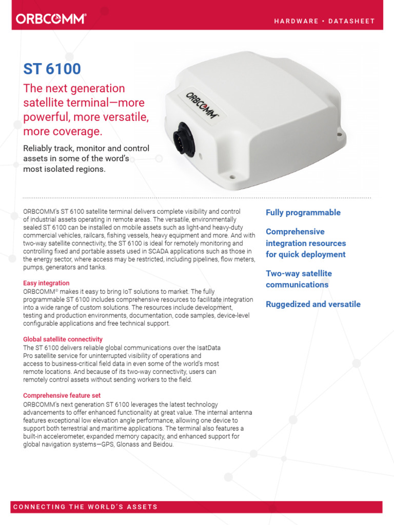 Orbcomm ST 6100 Datasheet | PDF | Communications Satellite | Computing