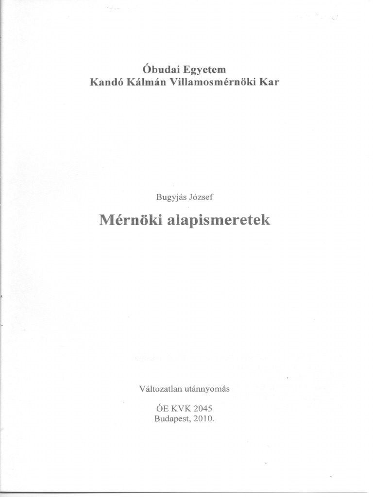 Konyv - Mernoki Alapismeretek OE KVK 2045 | PDF