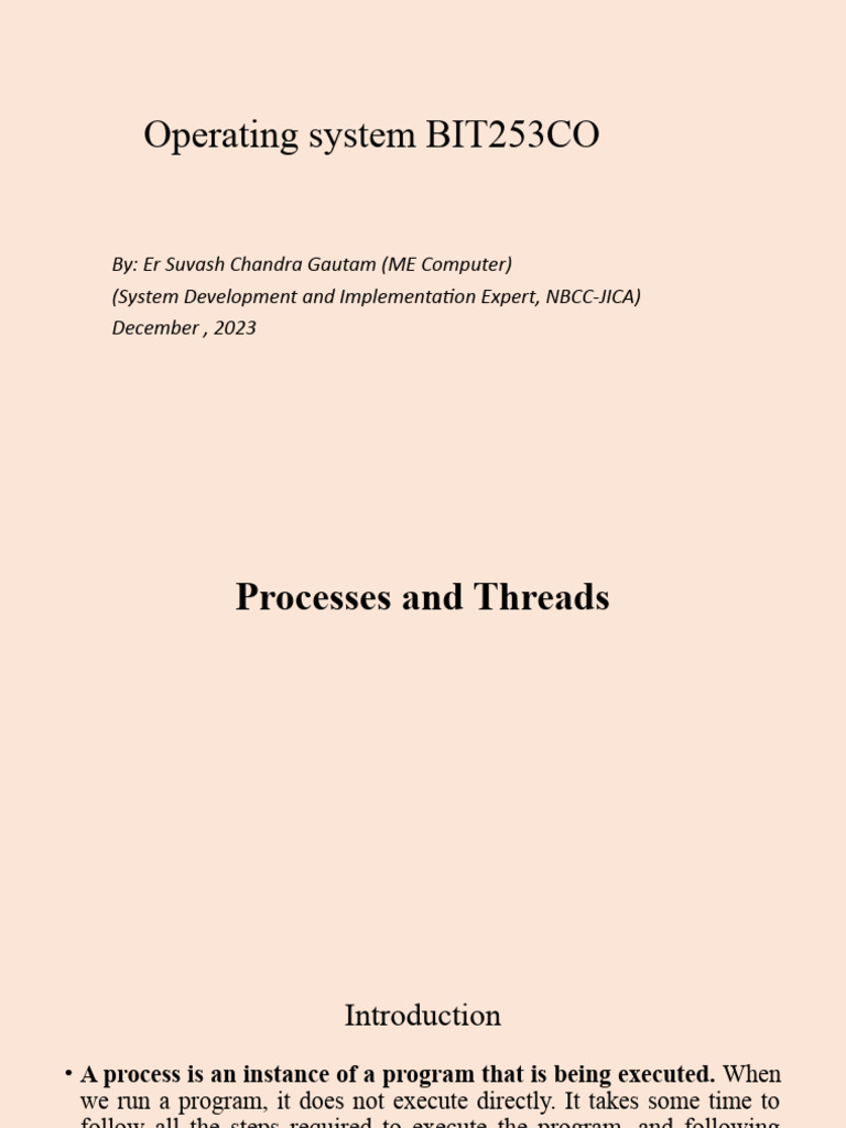2 Process and Thread - 20231123 | PDF | Scheduling (Computing) | Process (Computing)