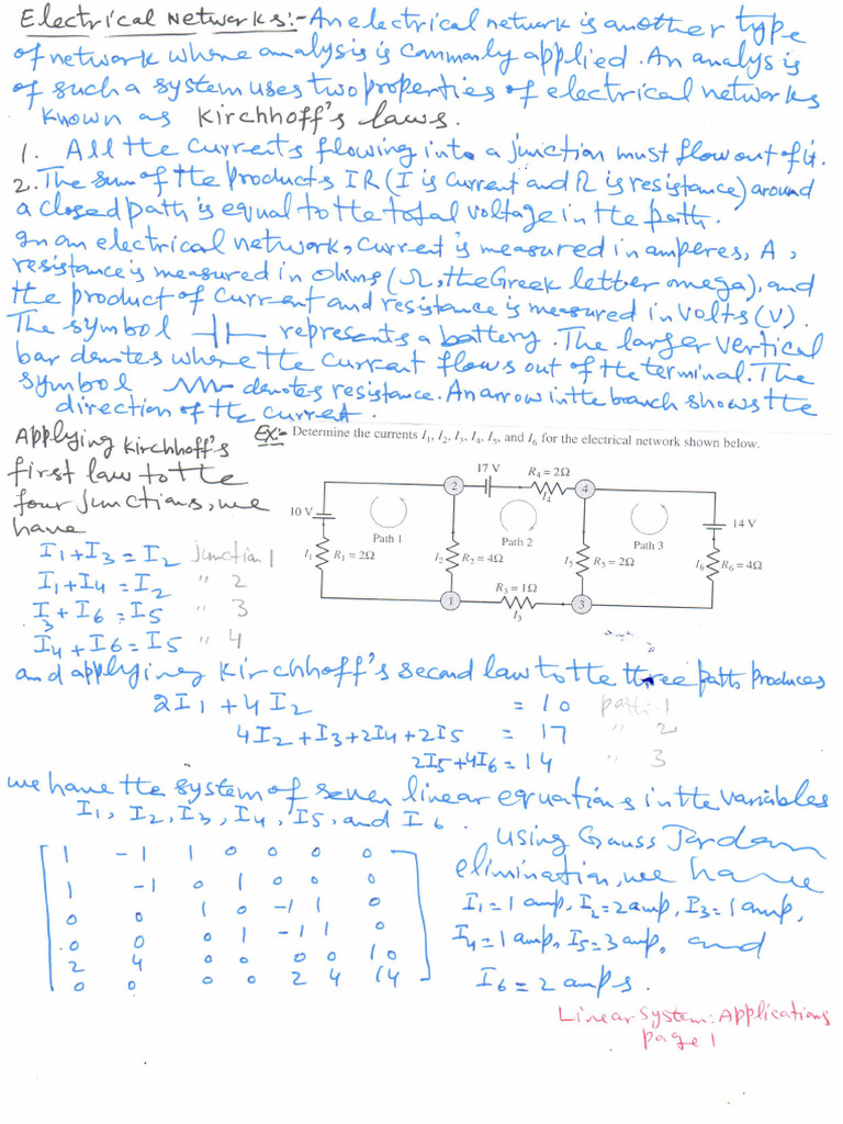 Applications System of Linear Equations | PDF