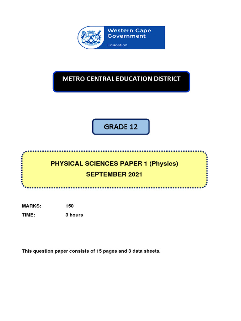 2021 WC Mced Physci GR 12 Sep Exam p1 Eng | PDF | Force | Redshift