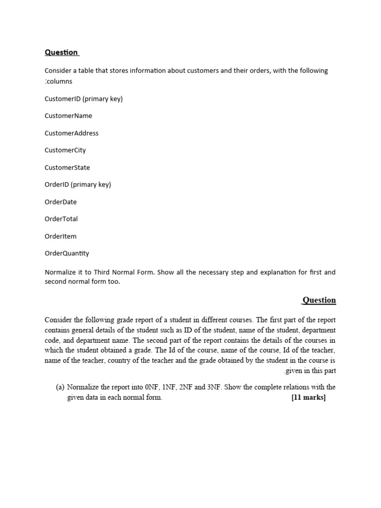 Normalisation Example Qs | PDF | Cybernetics | Software Design