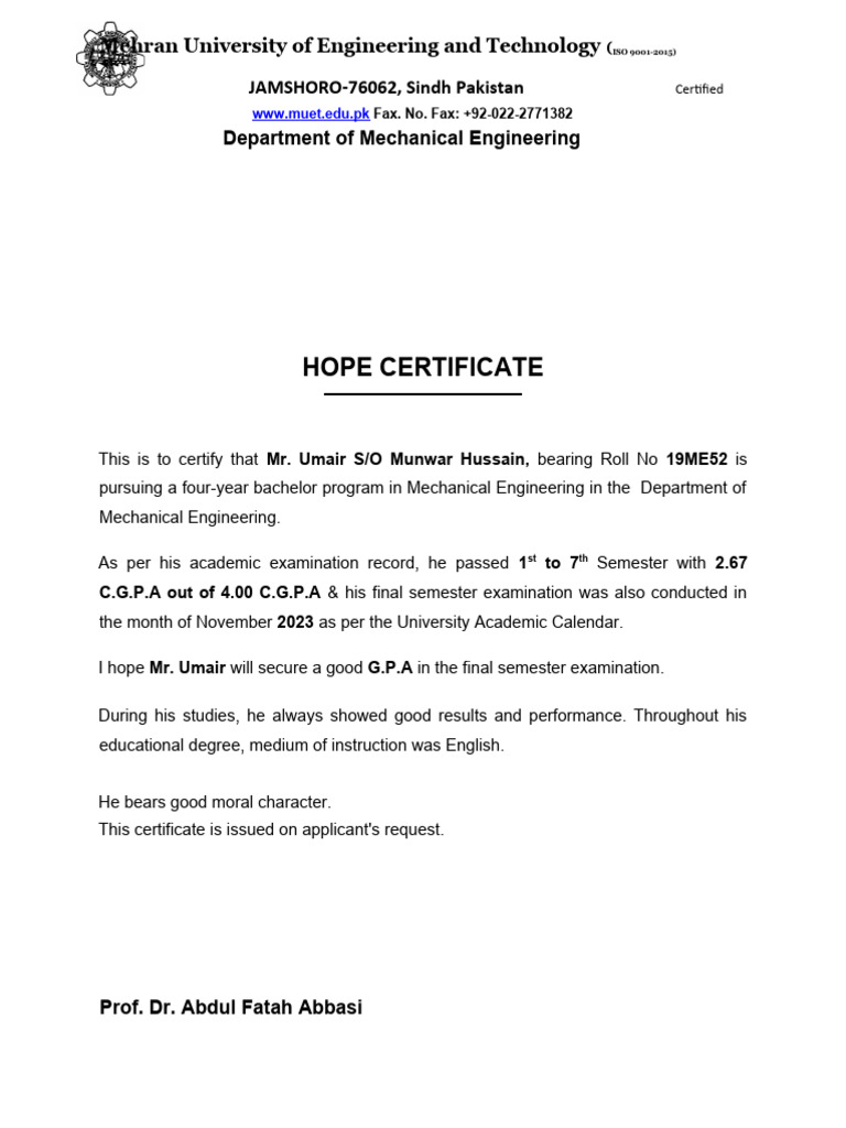 Hope Certificates | PDF