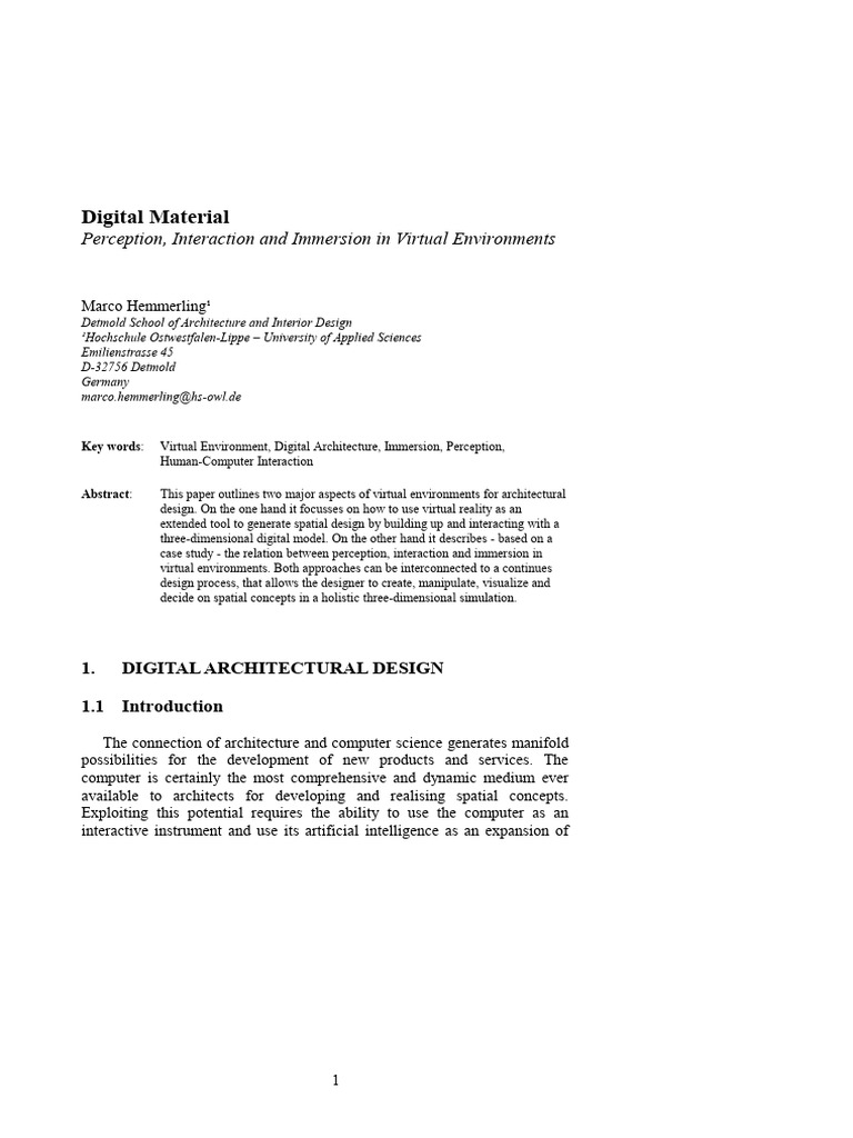 Digital Material Perception Interaction | PDF