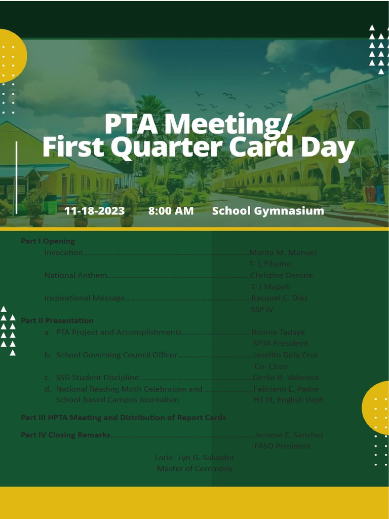 PTA Meeting Program | PDF | Foreign Language Studies