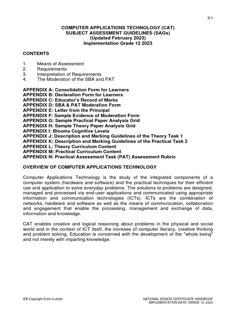 COMPUTER APPLICATIONS TECHNOLOGY 2023 (Updated Feb 2023) | PDF ...