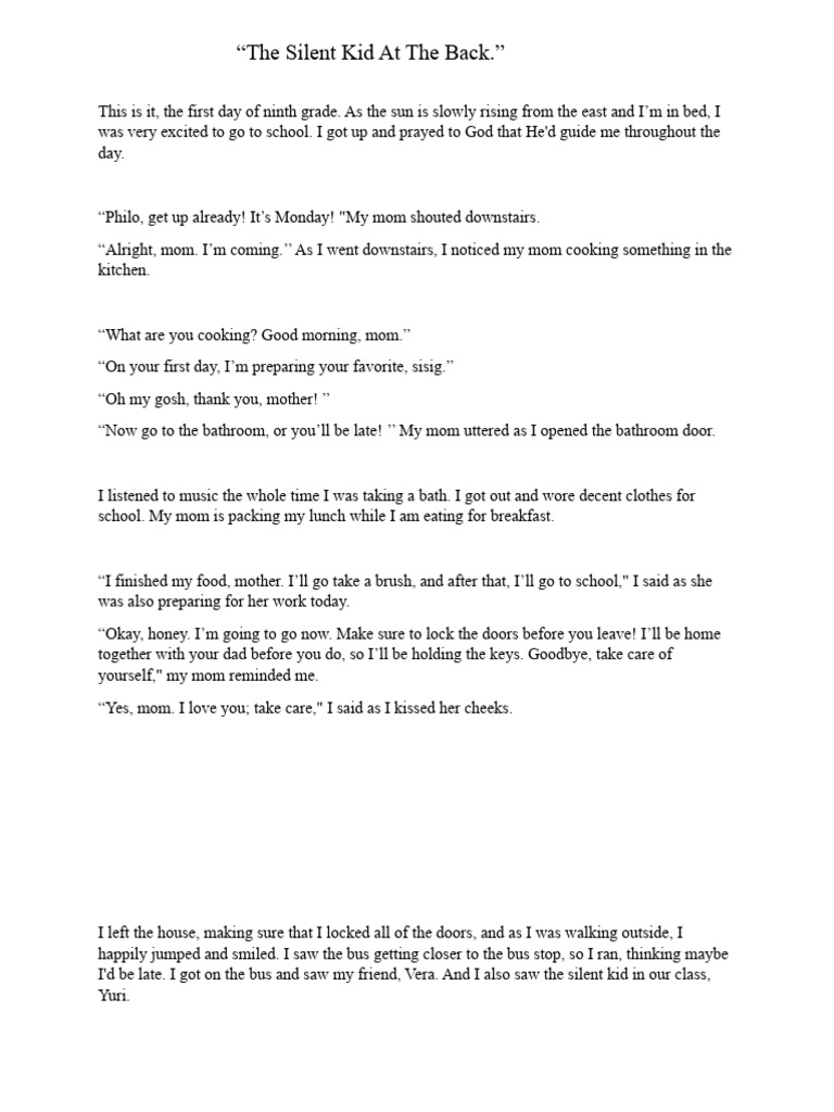 The Silent Kid at The Back Ok | PDF