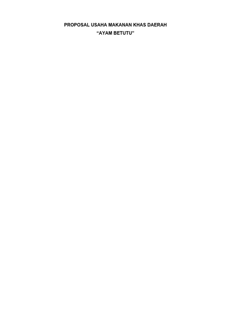 Contoh Proposal Makanan Khas Daerah Singkat | PDF