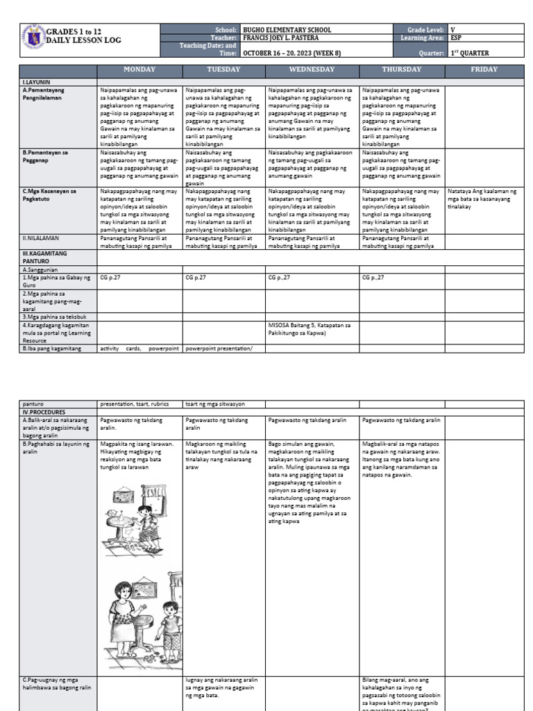 DLL - Esp 5 - Q1 - W8 | PDF