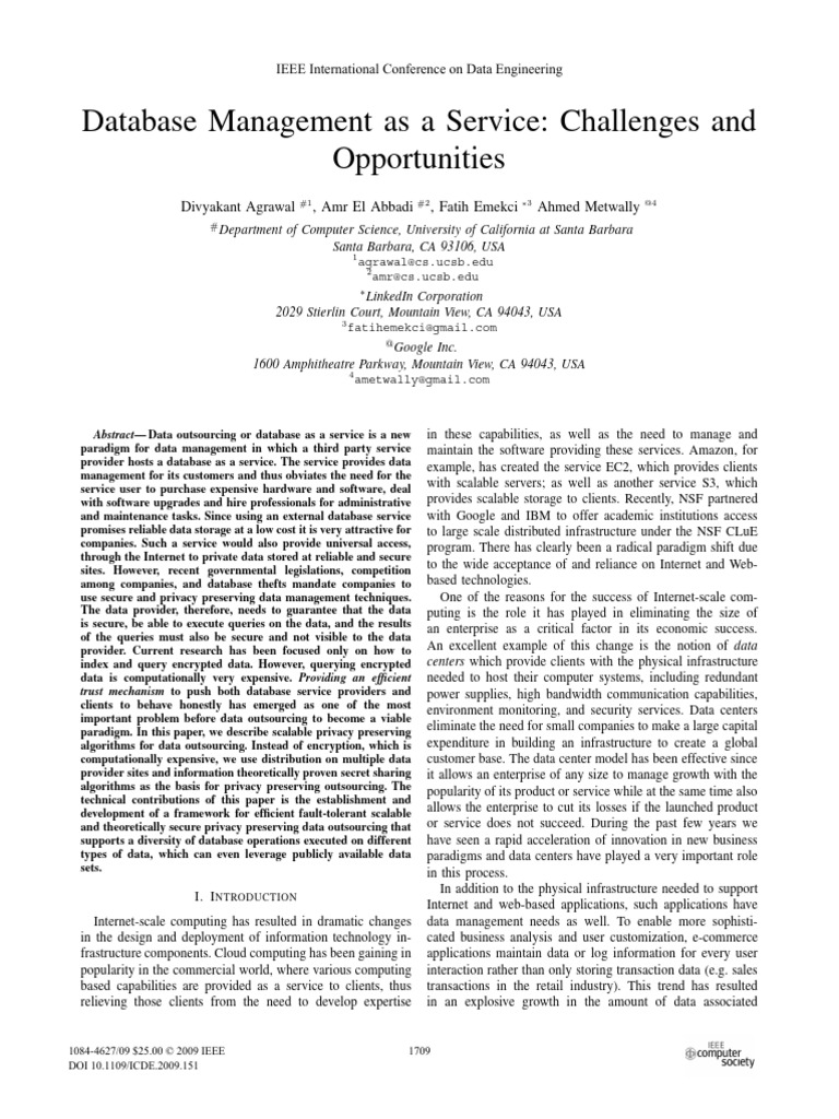 Database Management As A Service Challen | PDF | Databases | Privacy