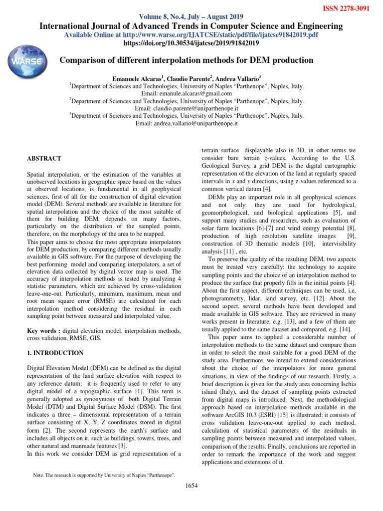 Comparison of Different Interpolation Methods For DEM Production | Download Free PDF ...