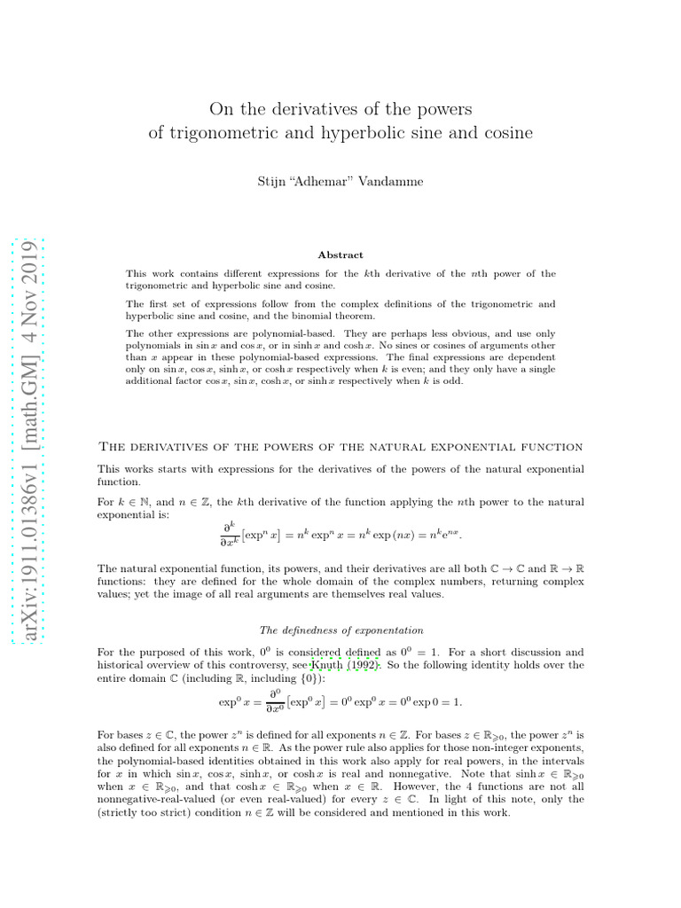 Derivative of NTH Power | PDF