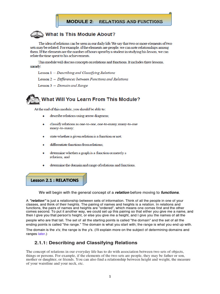 Module 2 Relations And Functions 1 Pdf Function Mathematics