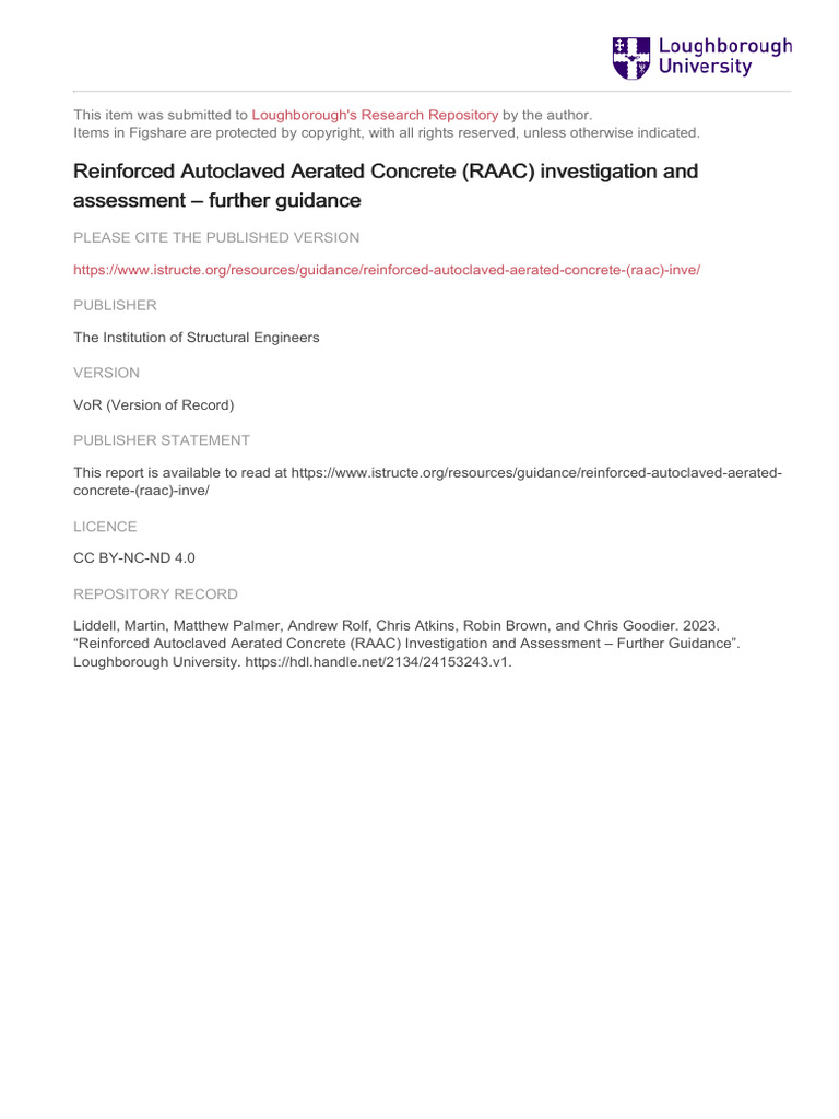 Reinforced Autoclaved Aerated Concrete (RAAC) Investigation and ...