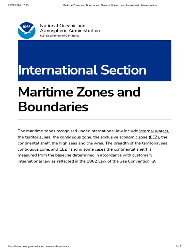 Maritime Zones and Boundaries - National Oceanic and Atmospheric Administration | PDF ...