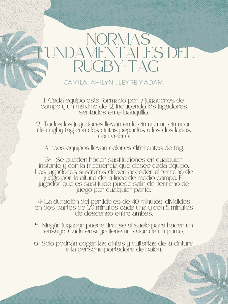 Reglas Esenciales del Rugby-Tag | PDF