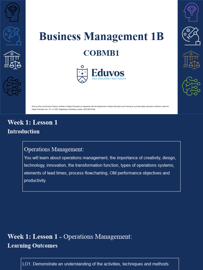 COBMB1 Week 1 Slide Deck Operations Management-1 | PDF | Product (Business) | Innovation