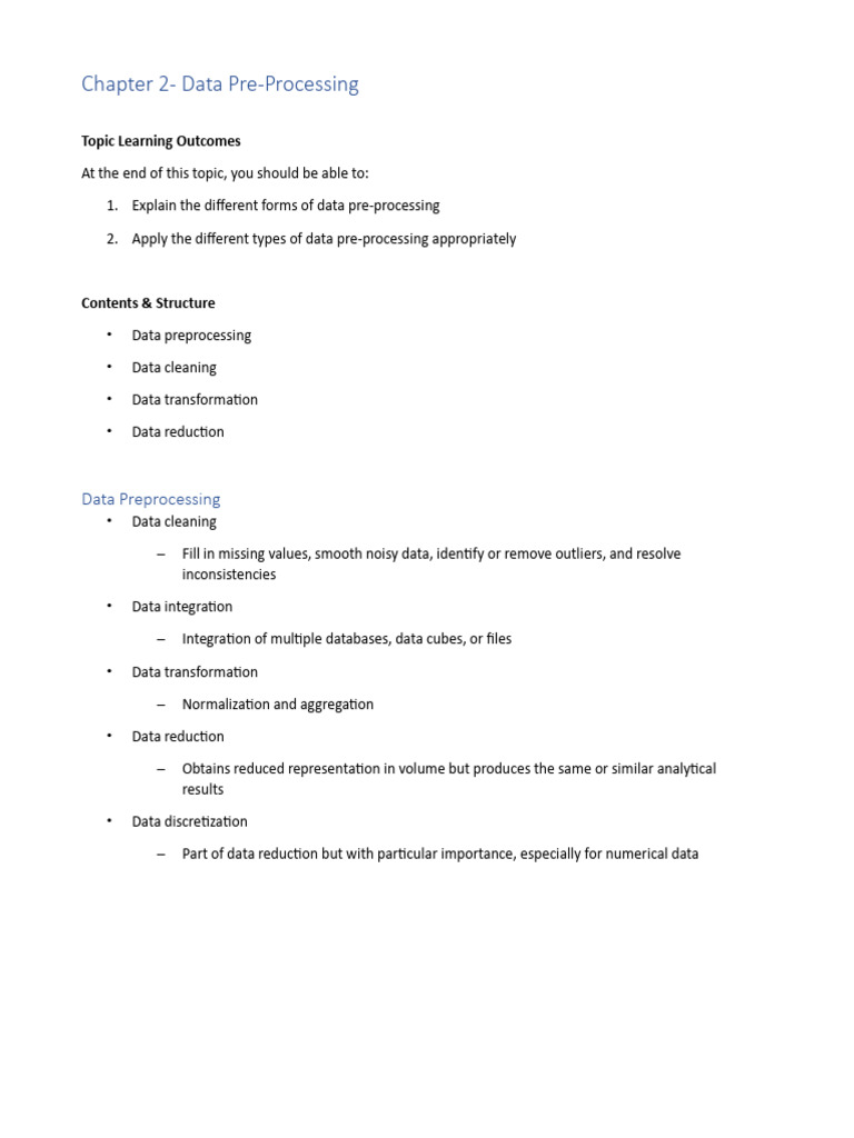 Chapter 3 - Data Pre-Processing Notes | PDF | Principal Component ...