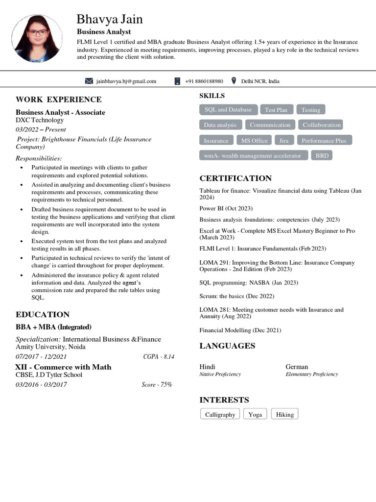 Bhavya Jain CV | PDF | Insurance | Computing